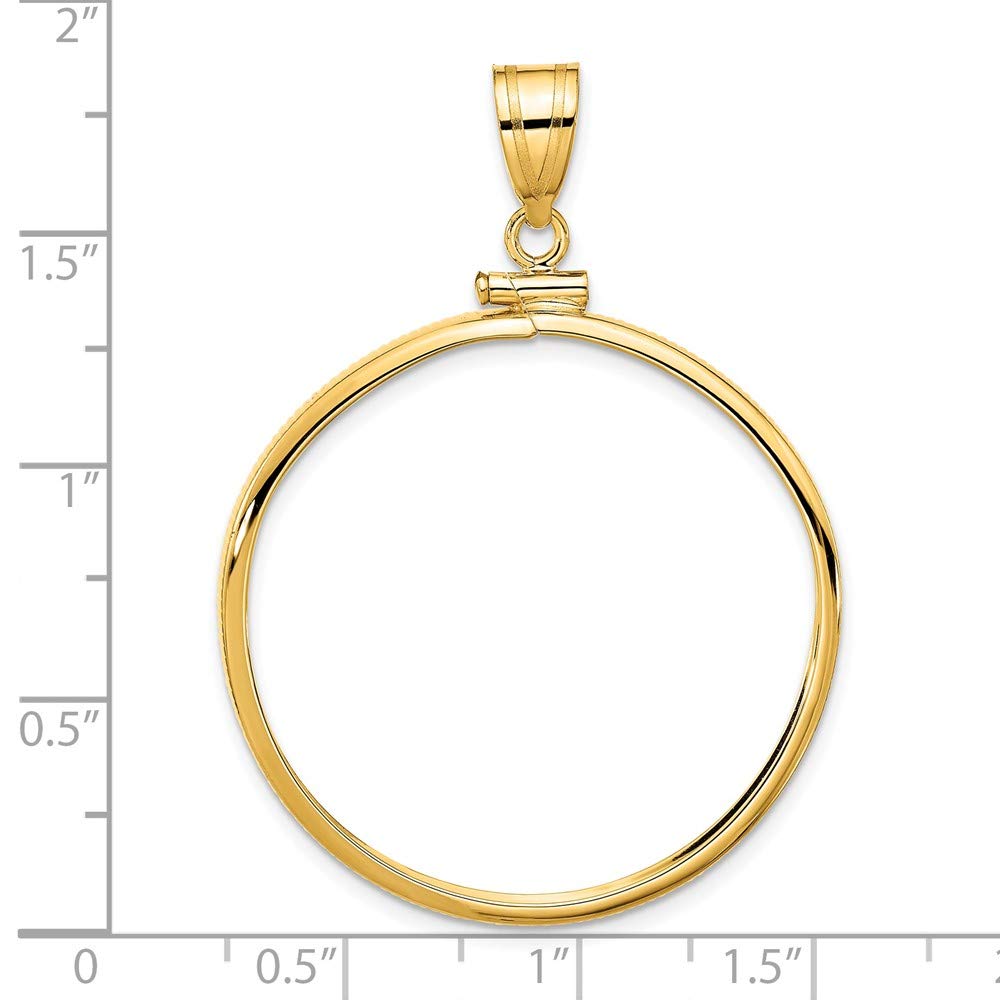 Wideband Distinguished Coin Jewelry 14k Polished 32.7mm x 3.00mm Screw Top Coin Bezel Pendant QC1885/32.7