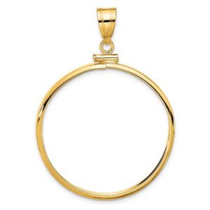 wideband distinguished coin jewelry 14k polished 32.7mm x 3.00mm screw top coin bezel pendant qc1885/32.7