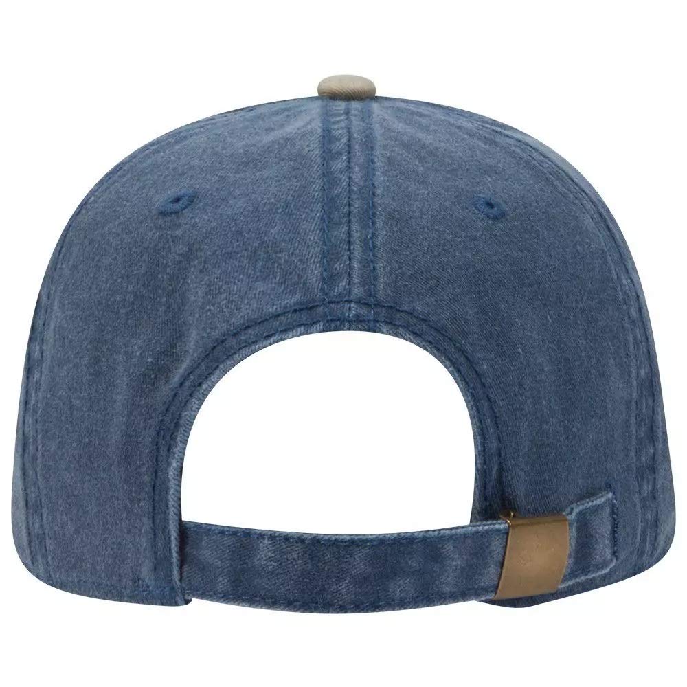 Ashen Fane Washed Solid Pigment Dyed Cotton Twill Brass Buckle Hat, Khaki and Navy