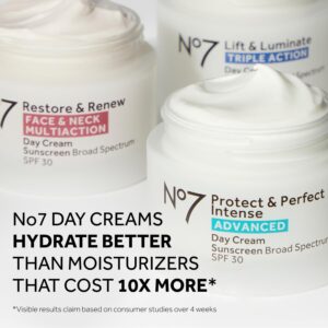 No7 Lift & Luminate Triple Action Fragrance Free Day Cream SPF 30 - Broad Spectrum Anti-Aging Face Cream - Hydrating Hibiscus Peptides & Hyaluronic Acid + Brightening Emblica & Vitamin C (1.69 Fl Oz)