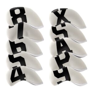 10pcs neoprene golf iron covers headcovers, golf iron head covers set fits taylormade,cobra,mizuno,pxg - white golf iron covers, iron covers for golf clubs irons - protect golf clubs