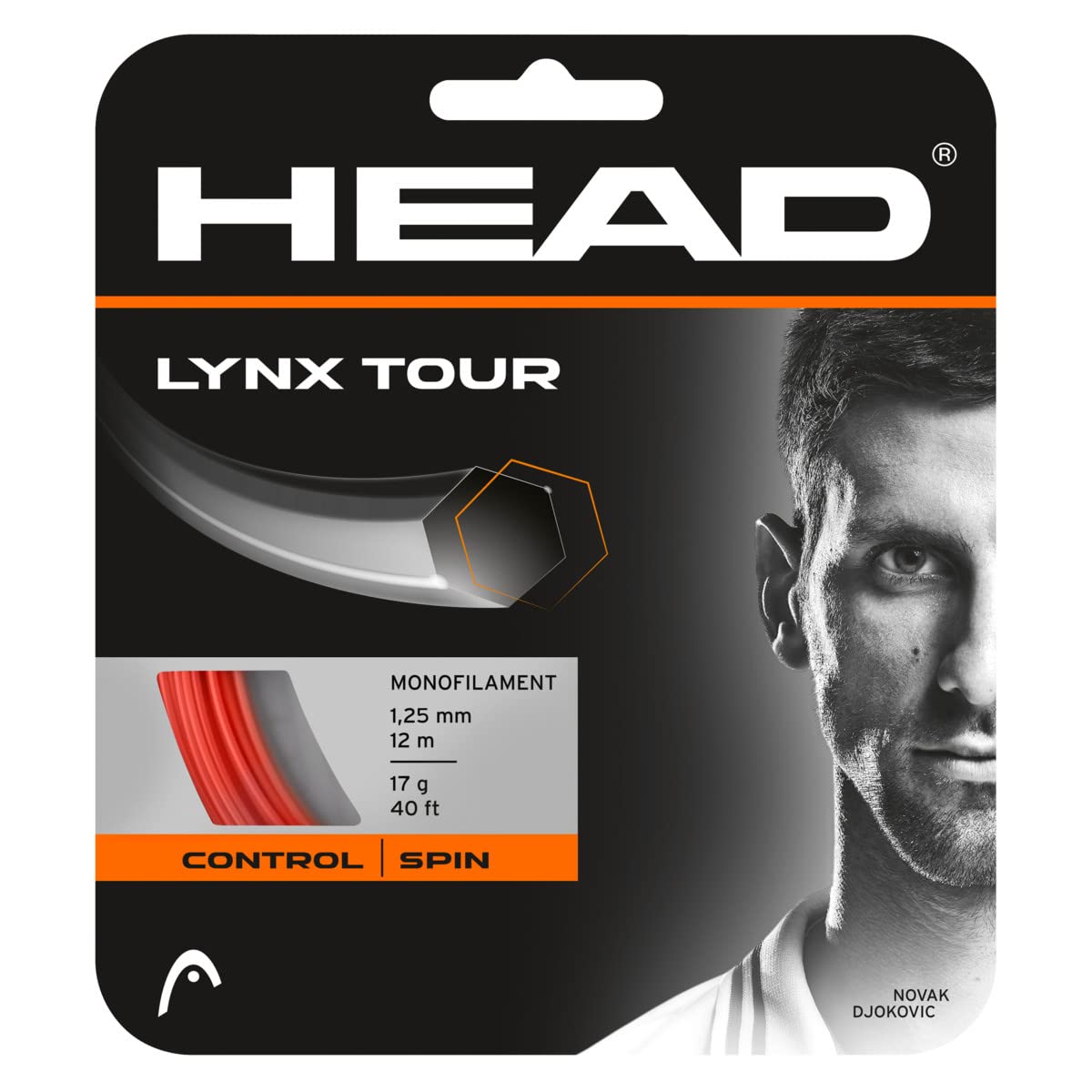 HEAD Lynx Tour Tennis String, 17g, Orange