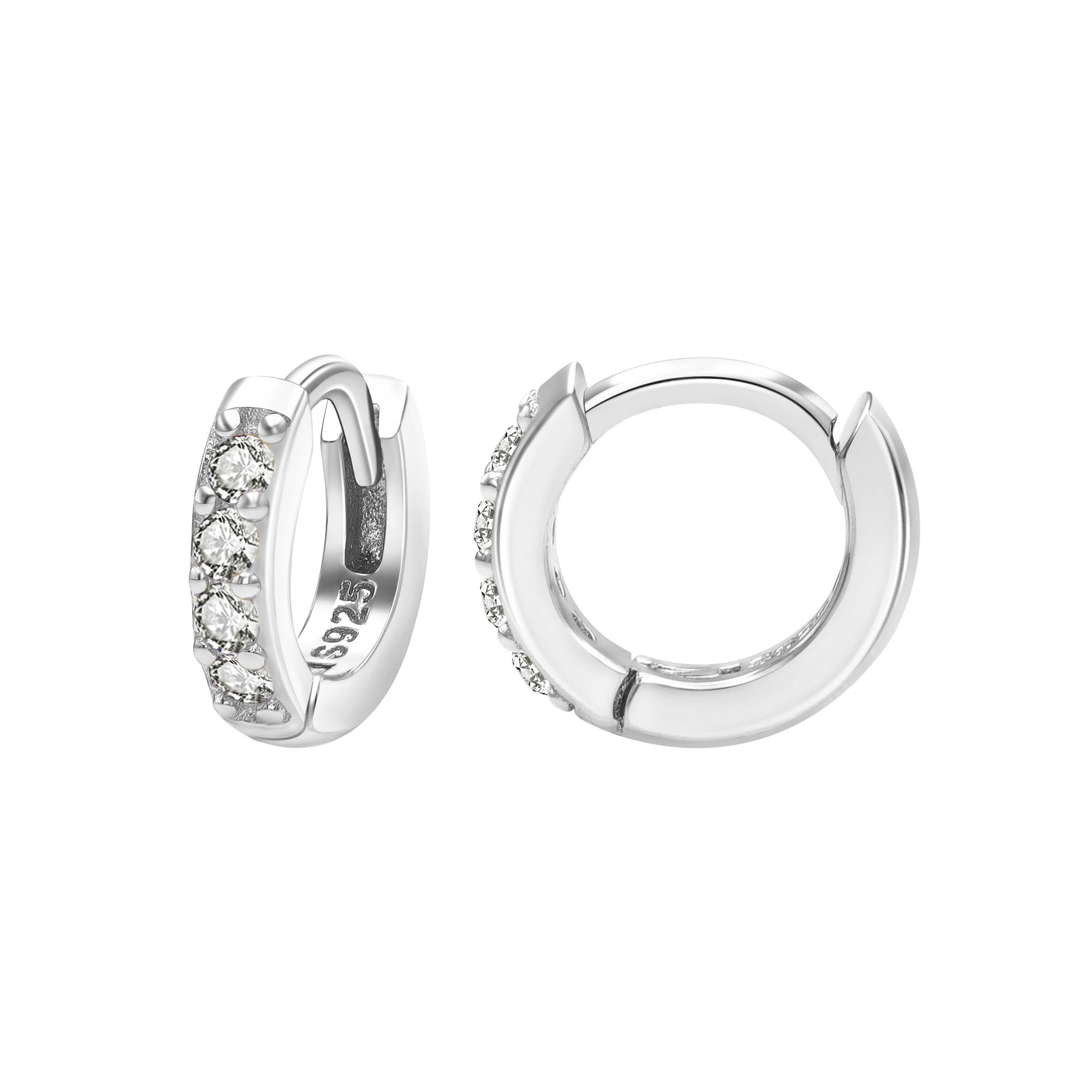 Small Hoops Earrings for Women - 6mm Silver S925 Huggie Hoop Earrings - Tiny Cartilage Diamond Earring CZ Earrings for Men Women