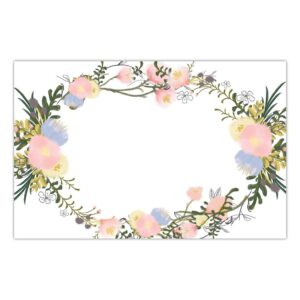 db party studio 25 pack paper place mats for baby bridal shower graduation birthday parties delicate greenery & floral blooms placemats easy cleanup disposable guest table settings decor 17" x 11"