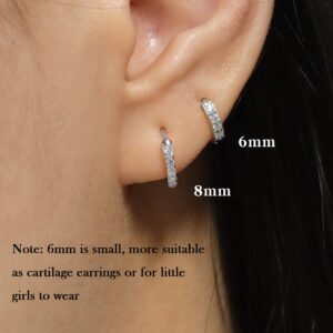 Small Hoops Earrings for Women - 6mm Silver S925 Huggie Hoop Earrings - Tiny Cartilage Diamond Earring CZ Earrings for Men Women