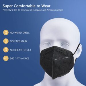 BLScode KN95 Face Mask 60 Pack, Individually Wrapped 5-Layer Breathable Mask with Comfortable Elastic Ear Loops, Filter Efficiency≥95%