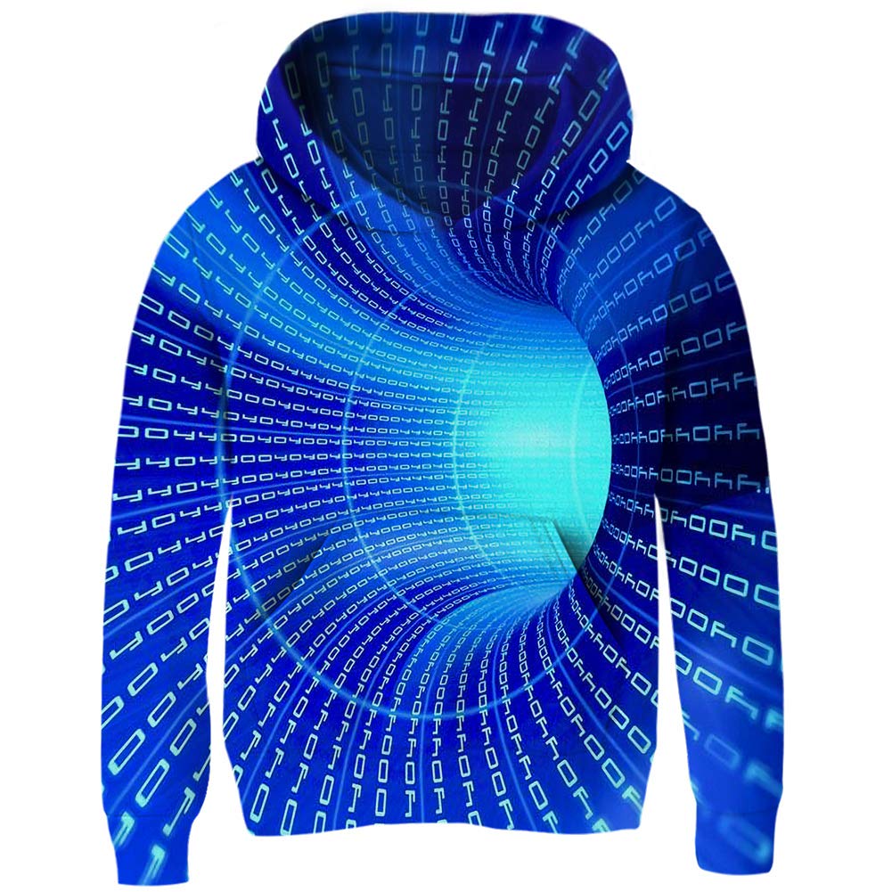 Idgreatim Boys Girls 3D Graphic Pullover Cool Optical Illusion Sweatshirt Hoody Casual Sport Hoodie for Fall Winter Spring 14-16T