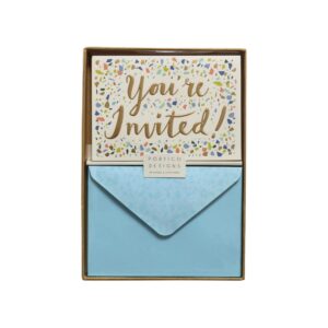 portico designs blank invitations gold foil embossed boxed invitation set, 10-count, you're invited