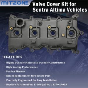 MITZONE Engine Valve Cover Compatible with 2007-2013 Nissan Altima Sentra SE-R 2.5L Part# 13264-JA00A 13270-JA00A