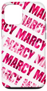 iphone 12/12 pro custom marcy phone cover pink red white personalized case