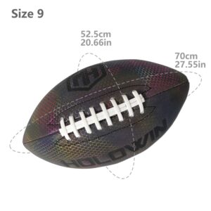 HW HOLOWIN Holographic Luminous Light Up Reflective Football for Night Games & Training, Glowing in The Dark, Great American Football Gifts for Men (Black, Official (Size 9))