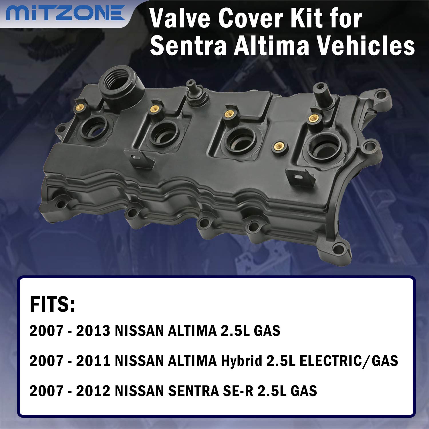 MITZONE Engine Valve Cover Compatible with 2007-2013 Nissan Altima Sentra SE-R 2.5L Part# 13264-JA00A 13270-JA00A