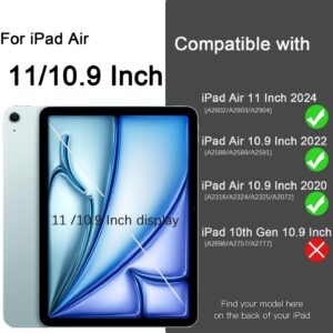 Akkerds Compatible with iPad Air 6th Generation 11 Inch Case M2 2024, for iPad Air 5th/4th Generation Case 2022/2020 10.9 Inch with Pencil Holder[Auto Sleep/Wake], Blue Gray