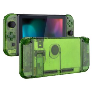 extremerate back plate for nintendo switch console, ns joycon housing shell (d-pad version) with full set buttons, diy replacement shell for nintendo switch - transparent clear green