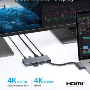 Anker USB C Hub for MacBook, PowerExpand 9-in-2 USB C Hub with 85W Power Delivery, 4K@30Hz HDMI, USB C Multi-Function Port, 2 USB-A 3.0 Ports, 1 Gbps Ethernet, 3.5 mm Audio, SD and microSD Card Reader