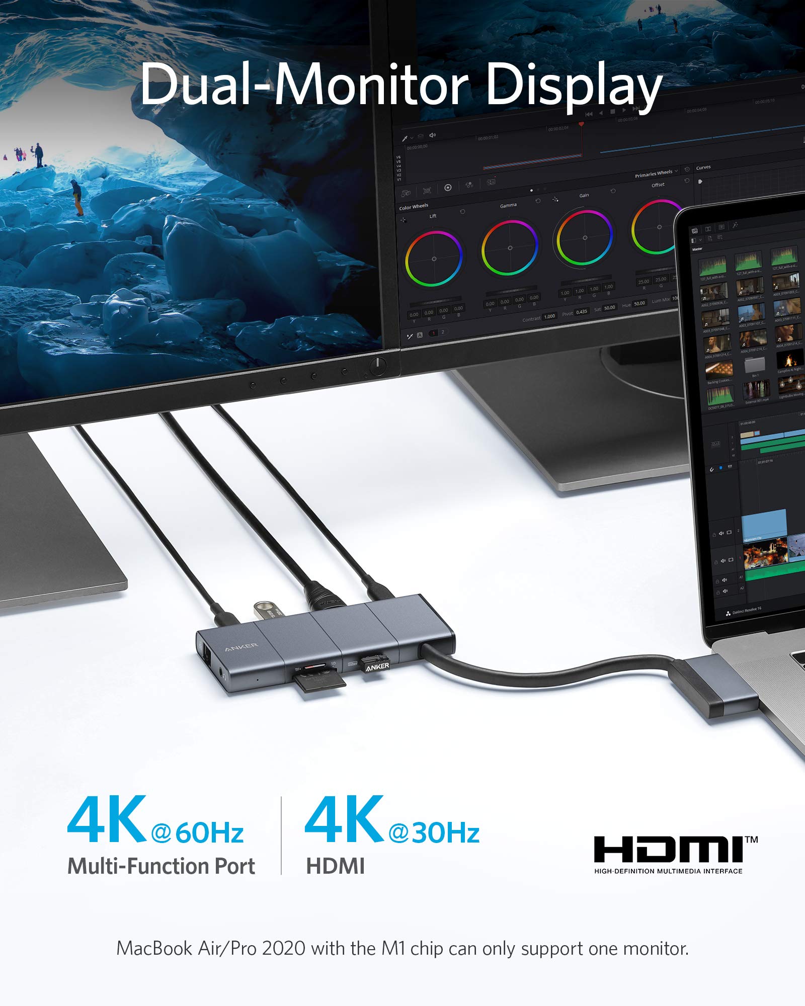 Anker USB C Hub for MacBook, PowerExpand 9-in-2 USB C Hub with 85W Power Delivery, 4K@30Hz HDMI, USB C Multi-Function Port, 2 USB-A 3.0 Ports, 1 Gbps Ethernet, 3.5 mm Audio, SD and microSD Card Reader