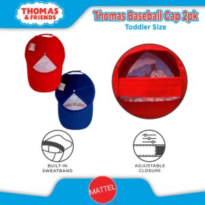 Nickelodeon Boys’ Thomas & Friends Baseball Cap – 2 Pack Thomas The Tank Engine Hat for Toddlers, Size Ages 2T-4T, Thomas Red/Blue