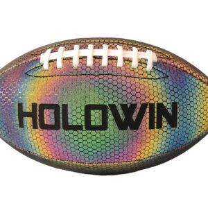 HW HOLOWIN Holographic Luminous Light Up Reflective Football for Night Games & Training, Glowing in The Dark, Great American Football Gifts for Men (Black, Official (Size 9))