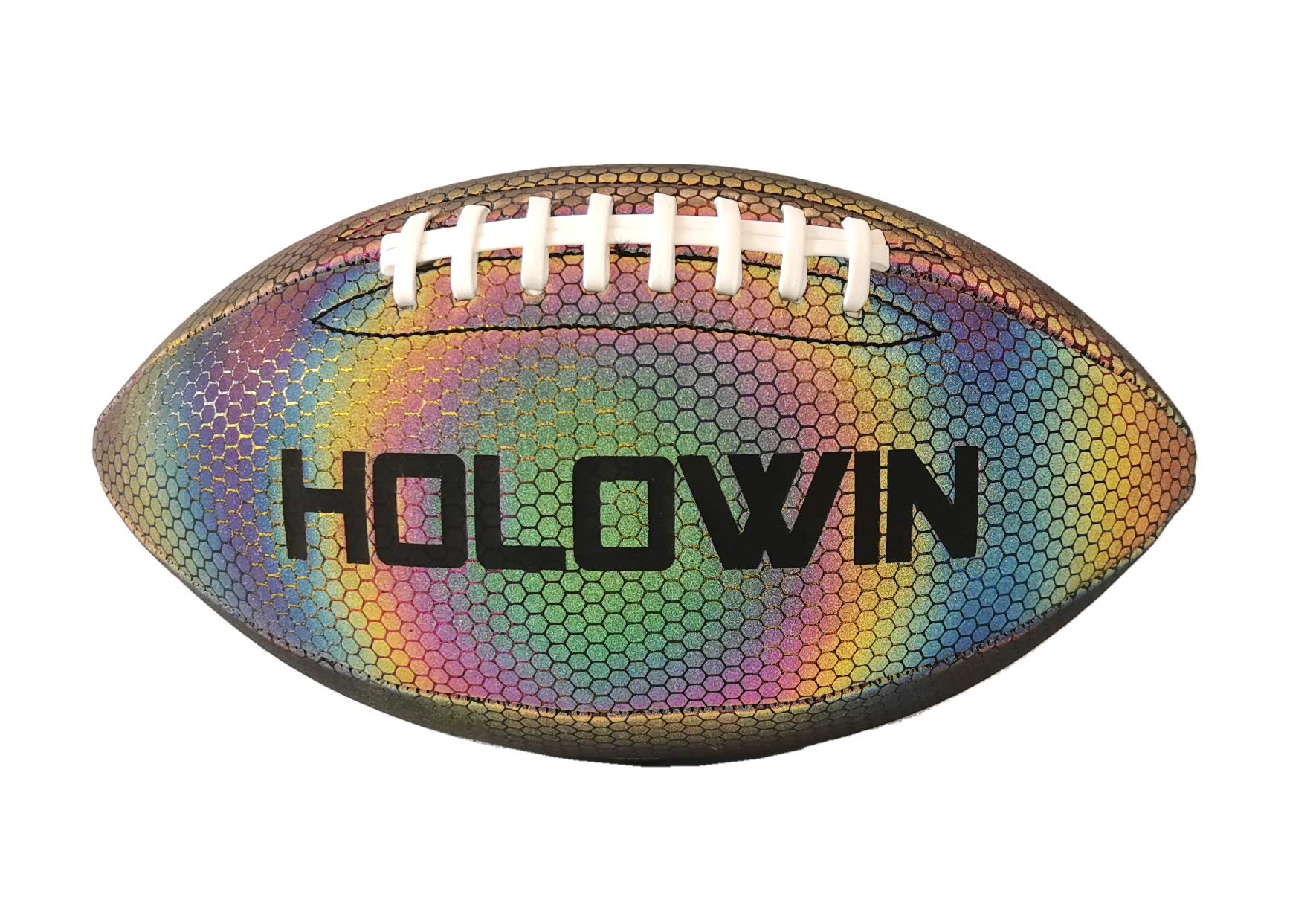 HW HOLOWIN Holographic Luminous Light Up Reflective Football for Night Games & Training, Glowing in The Dark, Great American Football Gifts for Men (Black, Official (Size 9))