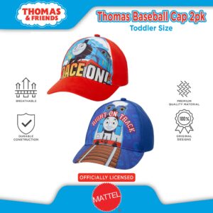 Nickelodeon Boys’ Thomas & Friends Baseball Cap – 2 Pack Thomas The Tank Engine Hat for Toddlers, Size Ages 2T-4T, Thomas Red/Blue