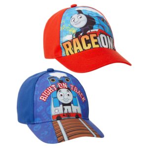 nickelodeon boys’ thomas & friends baseball cap – 2 pack thomas the tank engine hat for toddlers, size ages 2t-4t, thomas red/blue