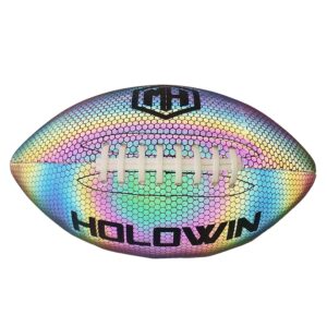 hw holowin holographic luminous light up reflective football for night games & training, glowing in the dark, great american football gifts for men (black, official (size 9))