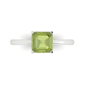 clara pucci 1.50 ct asscher cut solitaire natural peridot engagement wedding bridal promise anniversary ring 18k white gold size 4.75