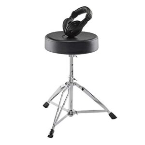 alesis drum essentials bundle – complete electric drum set accessory pack including a drum throne and on-ear headphones