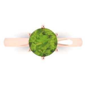 clara pucci 1.50 ct round cut solitaire natural peridot engagement wedding bridal promise anniversary ring in 18k rose gold size 8.25