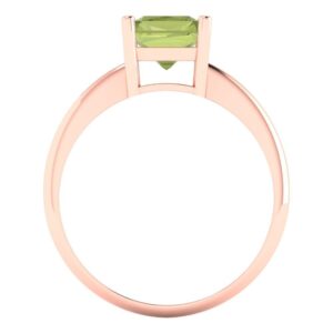 Clara Pucci 2.5ct Radiant Cut Solitaire Natural Peridot Engagement Wedding Bridal Promise Anniversary Ring 18K Rose Gold Size 7