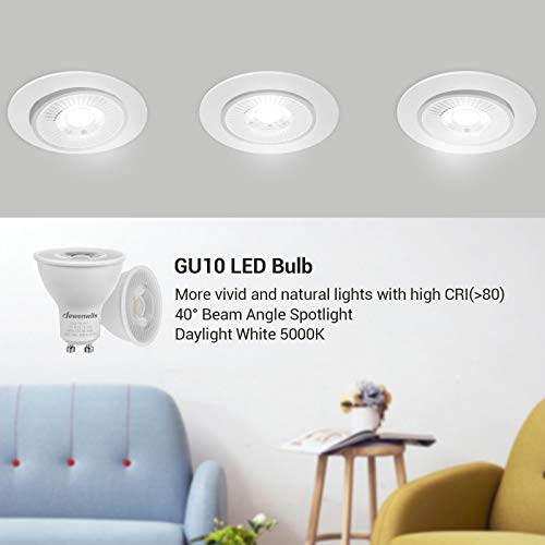 DEWENWILS 6-Pack GU10 LED Light Bulb, Dimmable 5000K Daylight GU10 Bulb Replacement for Track Lighting, 7W(50W Equivalent) LED Bulbs for Living Room, Kitchen Range Hood, Bathroom, 500LM, UL Listed