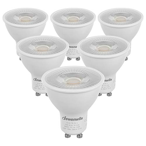 DEWENWILS 6-Pack GU10 LED Light Bulb, Dimmable 5000K Daylight GU10 Bulb Replacement for Track Lighting, 7W(50W Equivalent) LED Bulbs for Living Room, Kitchen Range Hood, Bathroom, 500LM, UL Listed