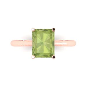 clara pucci 2.5ct radiant cut solitaire natural peridot engagement wedding bridal promise anniversary ring 18k rose gold size 7