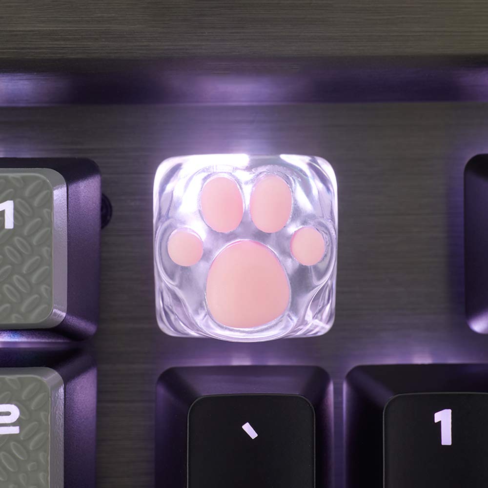 wwkeycaps Special Edition New Model 3D Printing Gaming Keycaps Cherry MX keycaps Machinery Keyboard keycaps Cat's paw Shape is Suitable Mechanical Keyboard (Transparent)