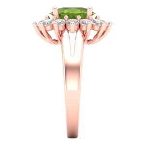 Clara Pucci 2.36 ct Oval Cut Solitaire W/Accent Halo Genuine Natural Peridot Wedding Promise Anniversary Bridal Ring 18K Rose Gold 3.5