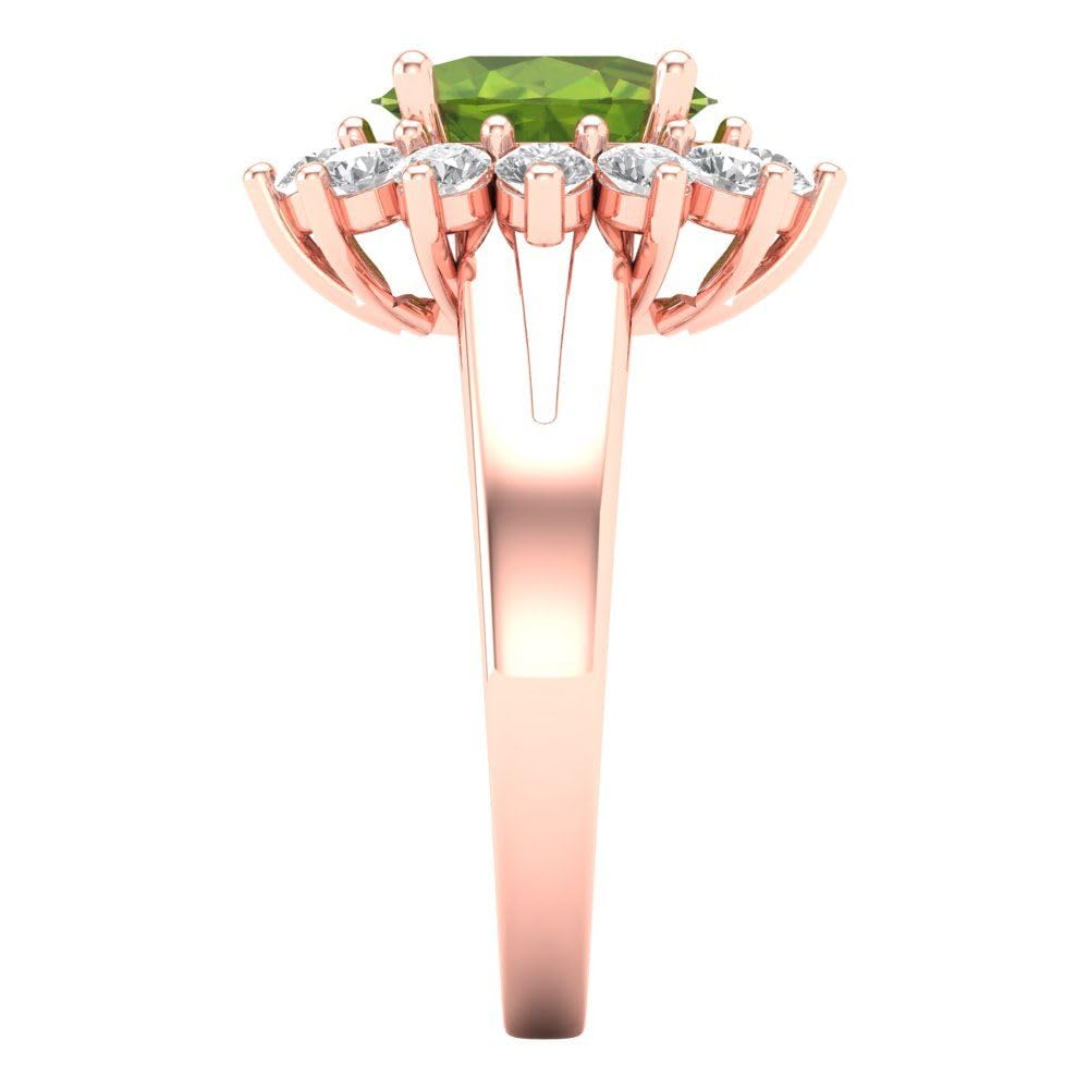 Clara Pucci 2.36 ct Oval Cut Solitaire W/Accent Halo Genuine Natural Peridot Wedding Promise Anniversary Bridal Ring 18K Rose Gold 3.5