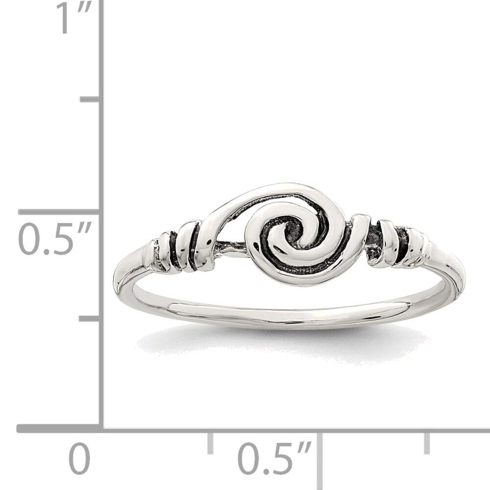 Bonyak Jewelry Solid Sterling Silver Antiqued Swirl Ring in Size 8