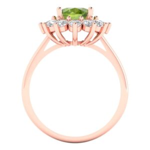 Clara Pucci 2.36 ct Oval Cut Solitaire W/Accent Halo Genuine Natural Peridot Wedding Promise Anniversary Bridal Ring 18K Rose Gold 3.5