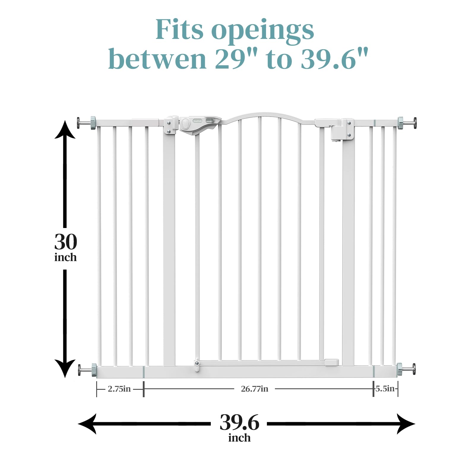 InnoTruth 29-39.6" Baby Gate for Pets, Auto Close Both Sides Dog Gate with One-Hand Opening, 30" Tall Safety Gates for Stairs, Hallways, Bedrooms, Wall Pressure Mount No Drill, White