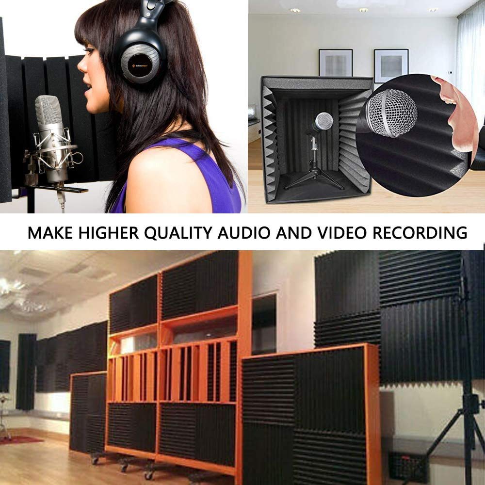 YDHTDLHC 52 Pack sound proof foam panels for walls studio equipment foam 12 ″; X12”；X1〃； Sound insulation cotton, suitable for churches, anchor rooms, karaoke halls, and home theaters (Black/Blue)