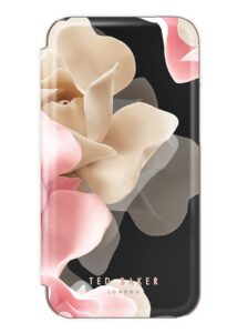 ted baker knowane mirror folio case for iphone 12/12 pro (6.1inch) - porcelain rose (black)