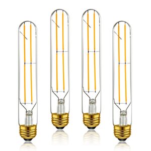 dimmable 6w edison tubular led light bulbs t10/t30,e26 medium base 4000k daylight white filament lamp 60 watt incandescent bulb equivalent,7.3 inch,pack of 4