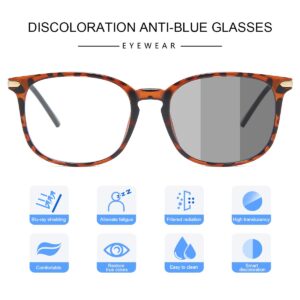 MIRYEA Blue Light Blocking Computer Reading Glasses Photochromic Anti Glare Sunglasses