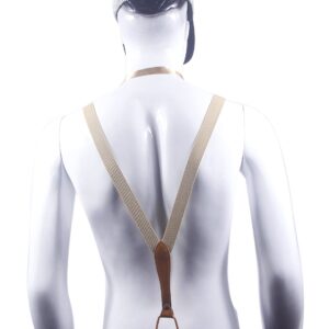 Doloise Men's Suspenders Bowtie Set Elastic Y Shape Style Women's Suspenders Bowtie For Wedding&Formal Events (Khaki)