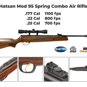 Wearable4U Hatsan Mod 95 Spring Combo .22 Cal Air Rifle 100x Paper Targets and 250x .22cal Pellets Bundle