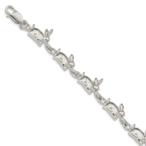 solid sterling silver rabbits bracelet