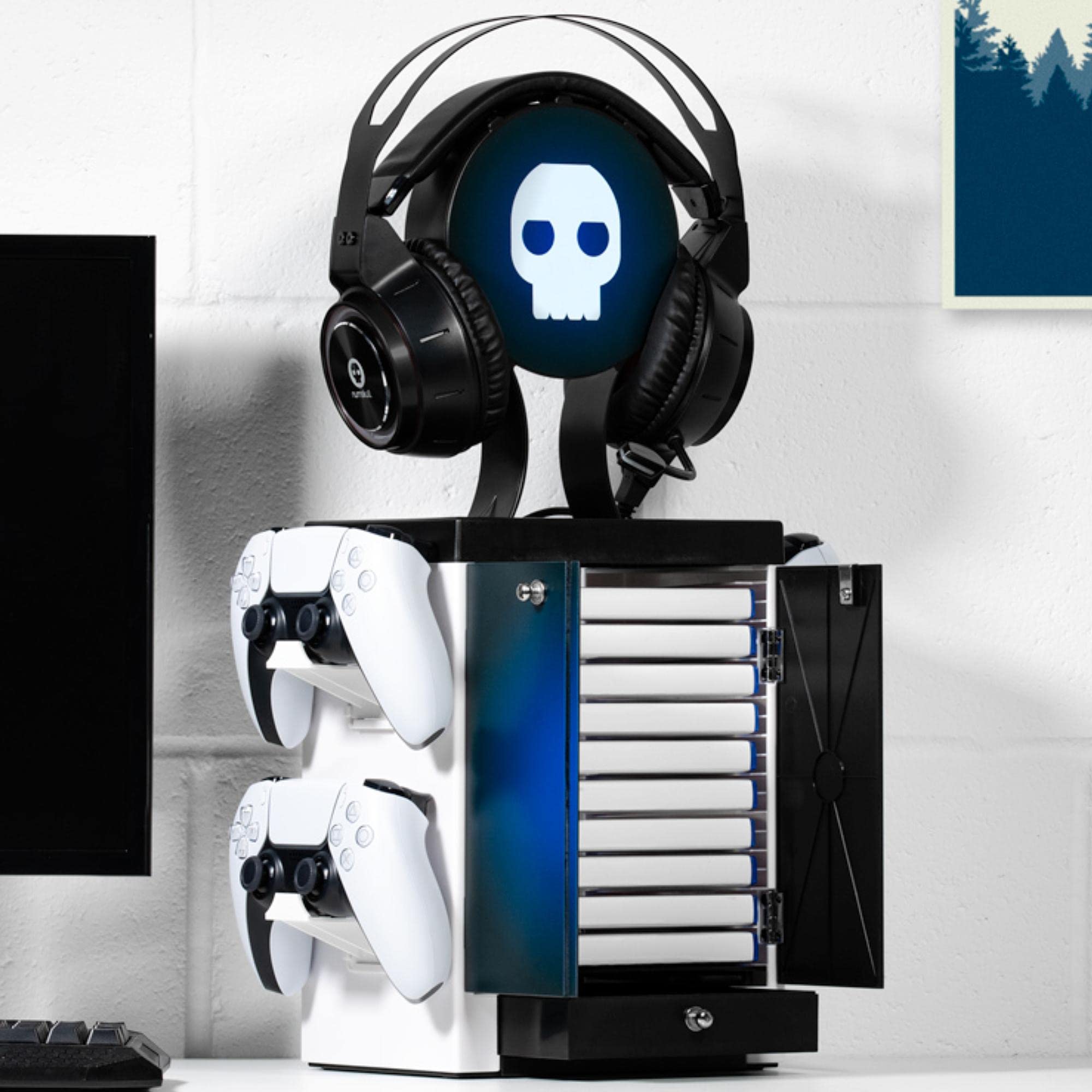 Numskull Official PS5-Inspired Gaming Locker, Controller Holder, Headset Stand for PS5, Xbox Series X S, Nintendo Switch - Official Merchandise