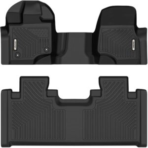 oedro floor mats fit for 2015-2024 ford f-150 supercab/extended cab w/ 1st row bench seat, tpe all-weather custom fit 2nd row set (over-hump front & 2nd seat), black