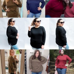 DOLNINE Plus Size Sweatshirts for Women Fall Winter Shirts Tunics Maroon-16W