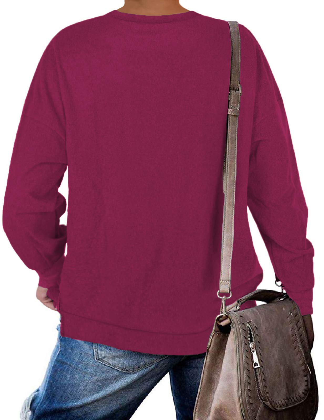 DOLNINE Plus Size Sweatshirts for Women Fall Winter Shirts Tunics Maroon-16W